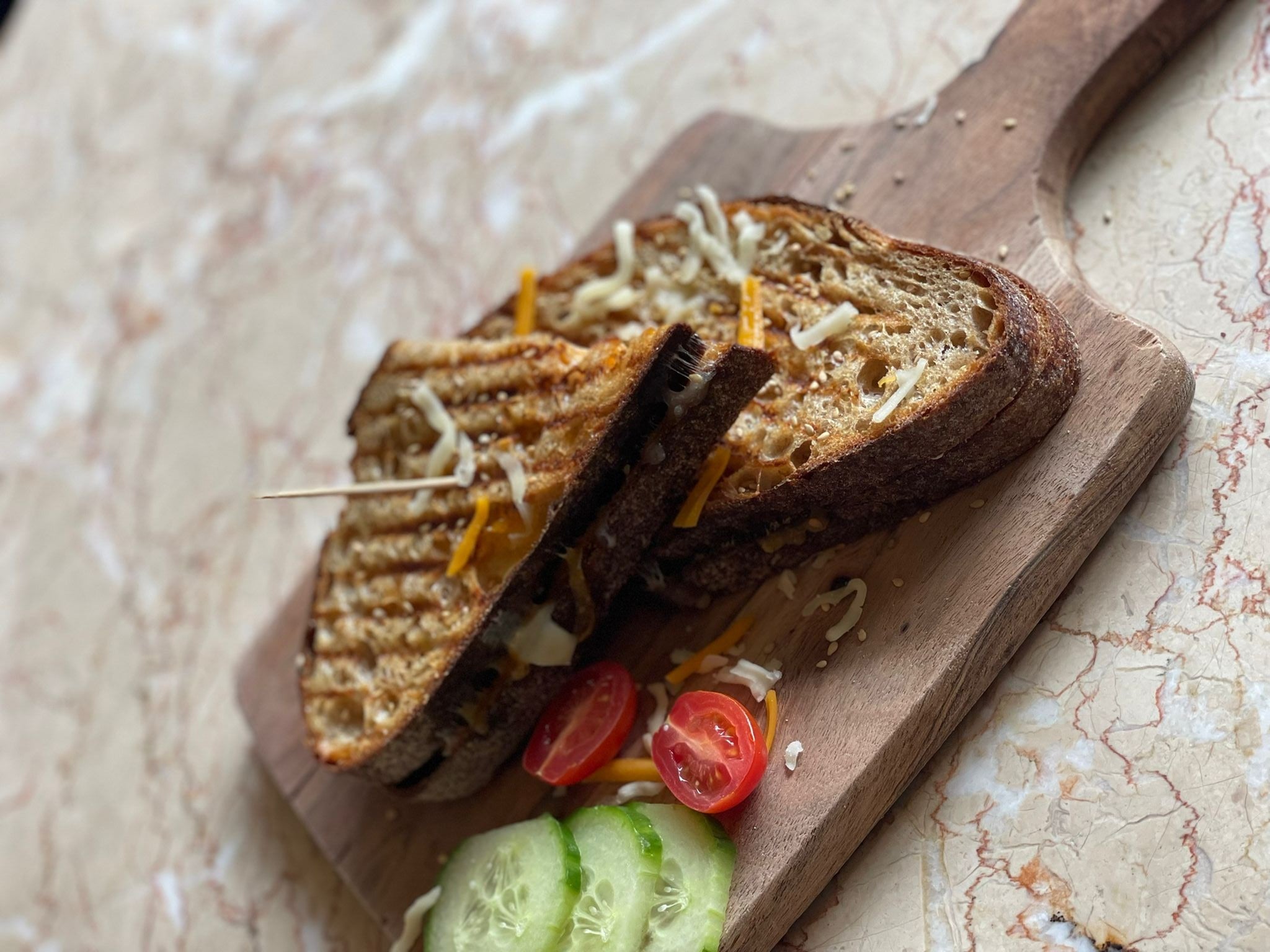 Three Cheese grilled cheese Panini | PISTACHIO CAFE MENU
